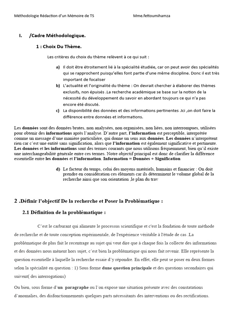 Méthodologie de Rédaction d'un Mémoire | PDF | Informations