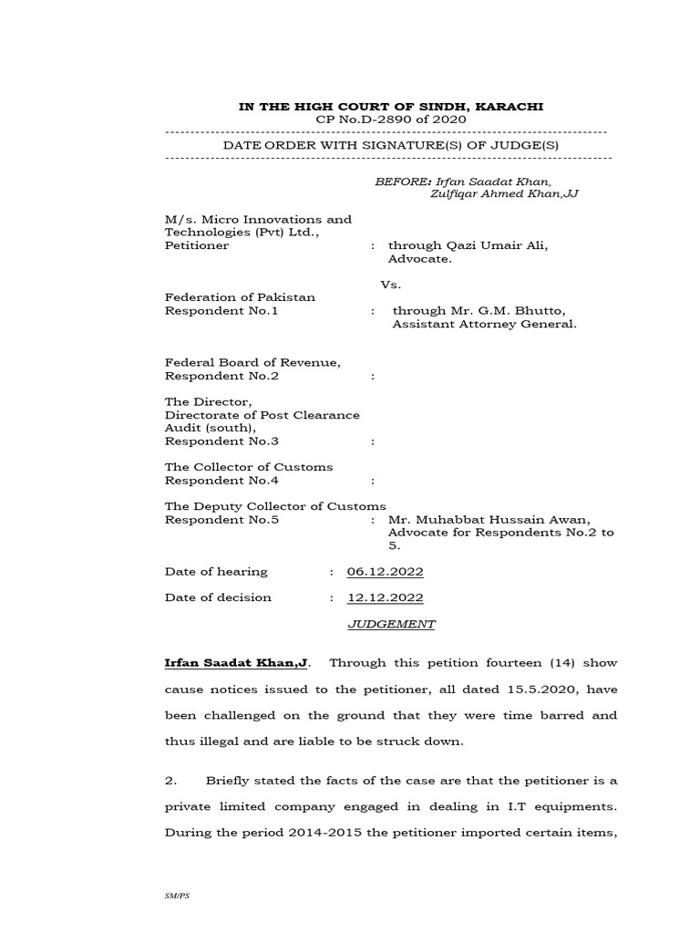 SCN Judgment-2 | PDF | Judgment (Law) | Karachi