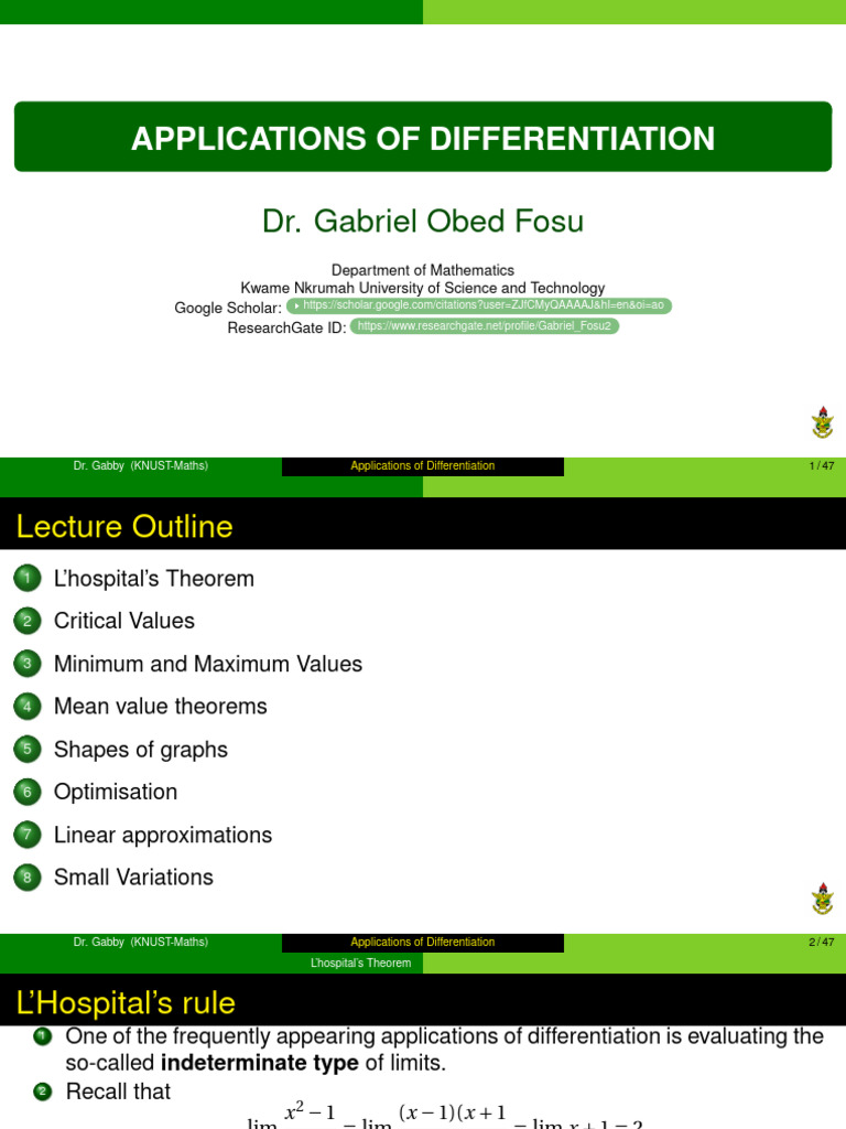 Applications of Differentiation | PDF | Mathematical Optimization | Mathematical Analysis