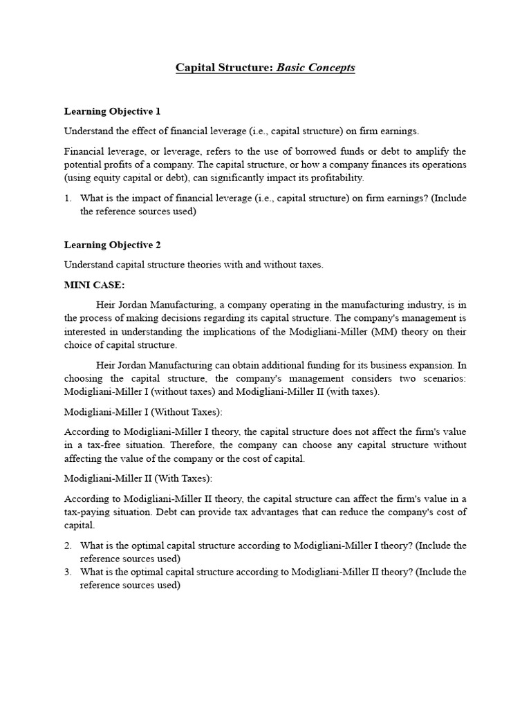 Exercise-Capital Structure Basic Concept | PDF