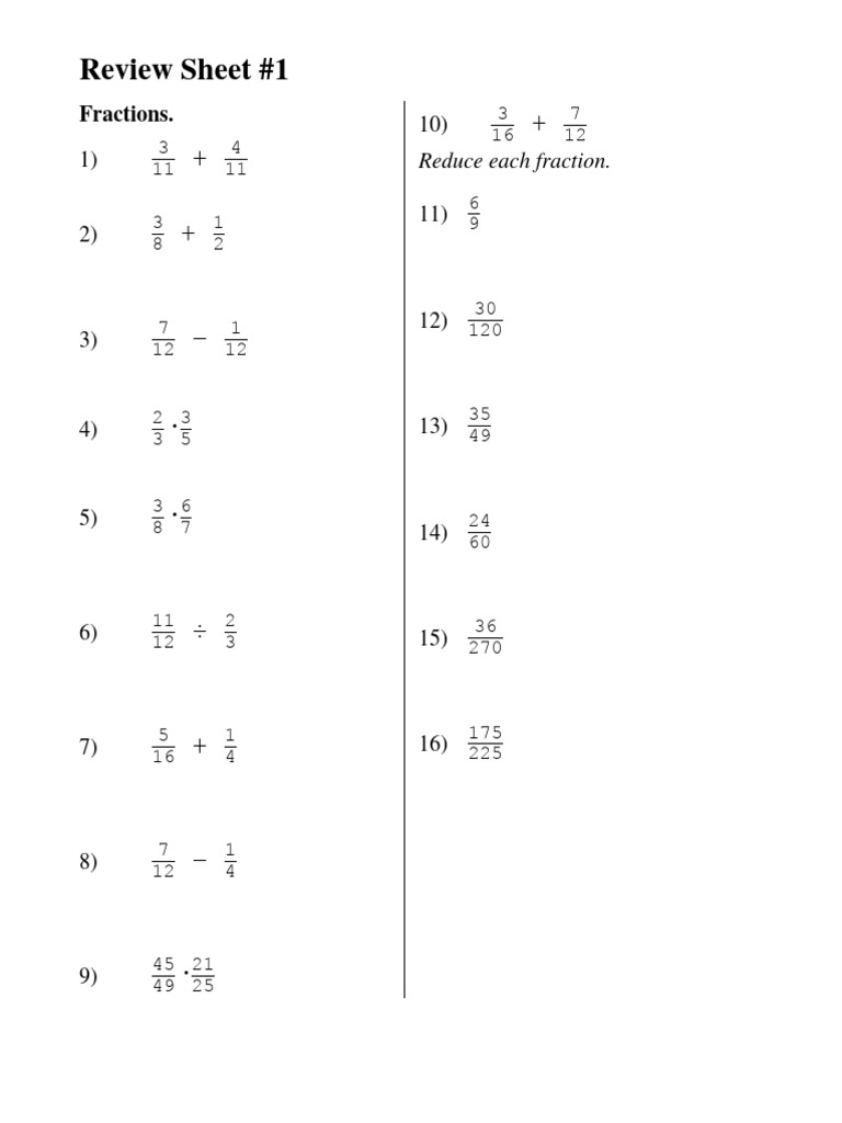 Arithmetic Review Sheets Download Free Pdf Decimal Arithmetic