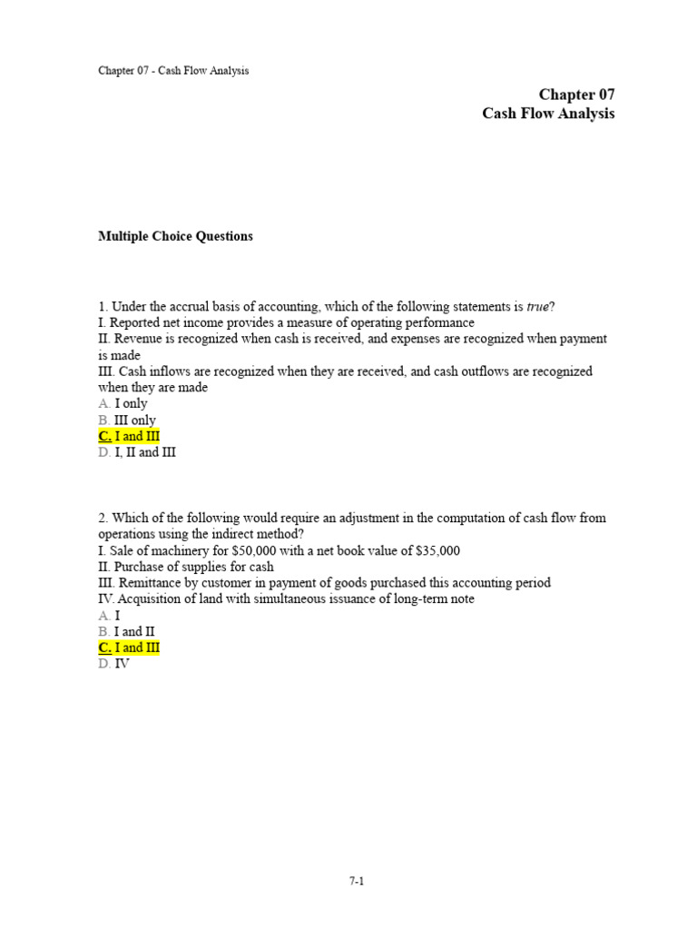 Cash Flow Analysis and Adjustments | PDF | Cash Flow Statement | Expense