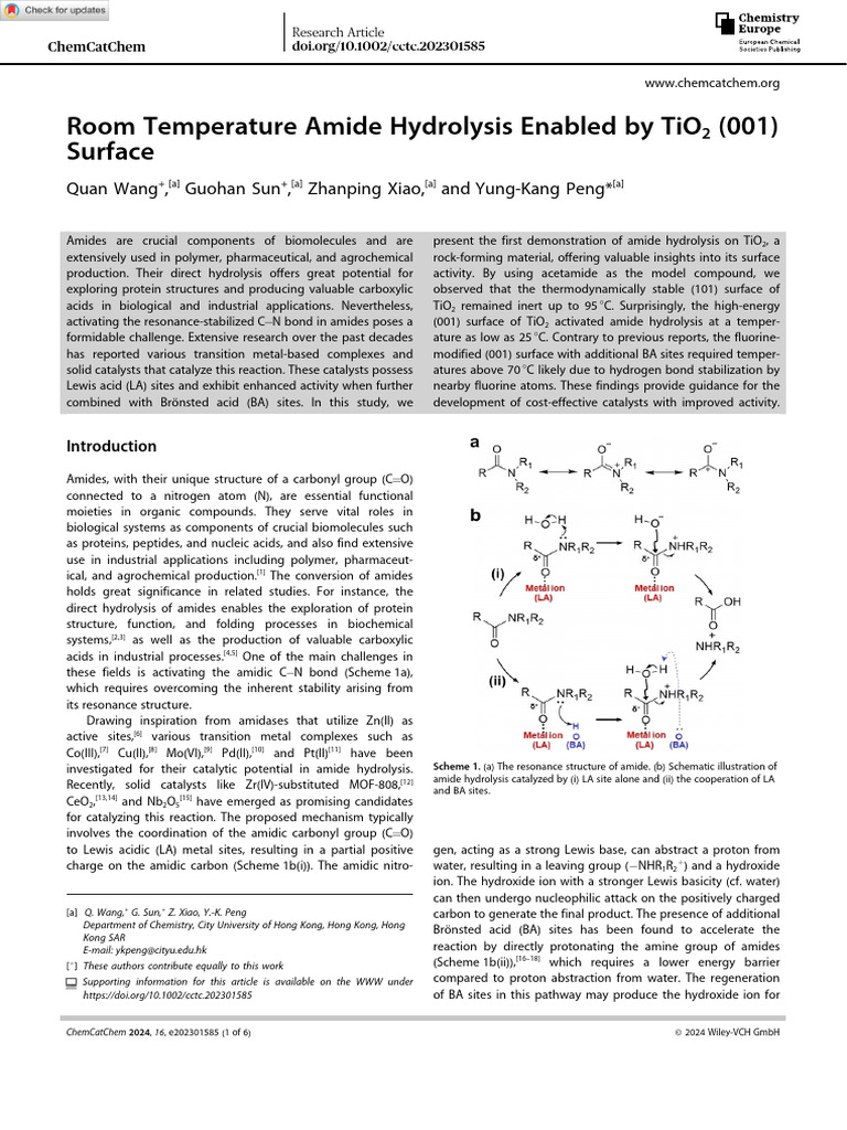Hydrolysis Enabled by TiO2 | PDF | Amide | Catalysis
