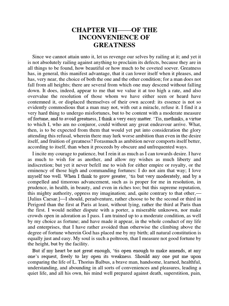 Of The Inconvenience of Greatness | PDF