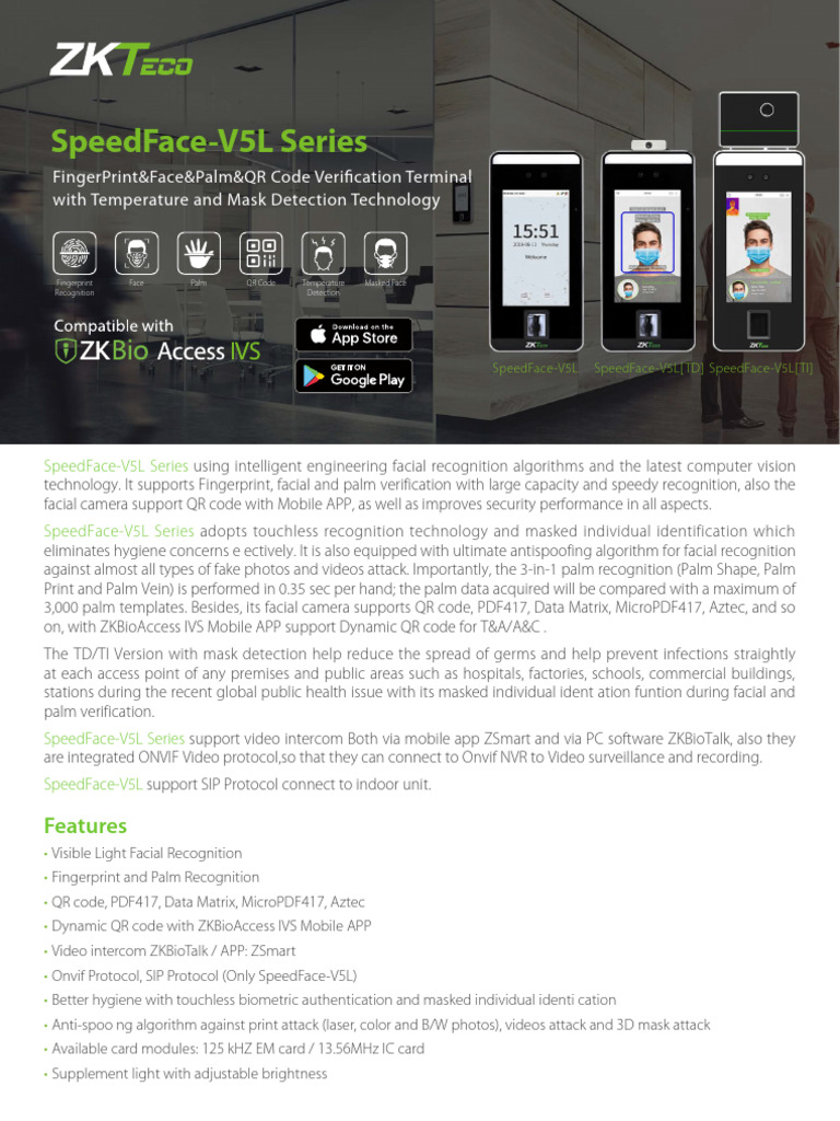 SpeedFace-V5L Series - ISO Edited New | PDF | Smart Card | Qr Code