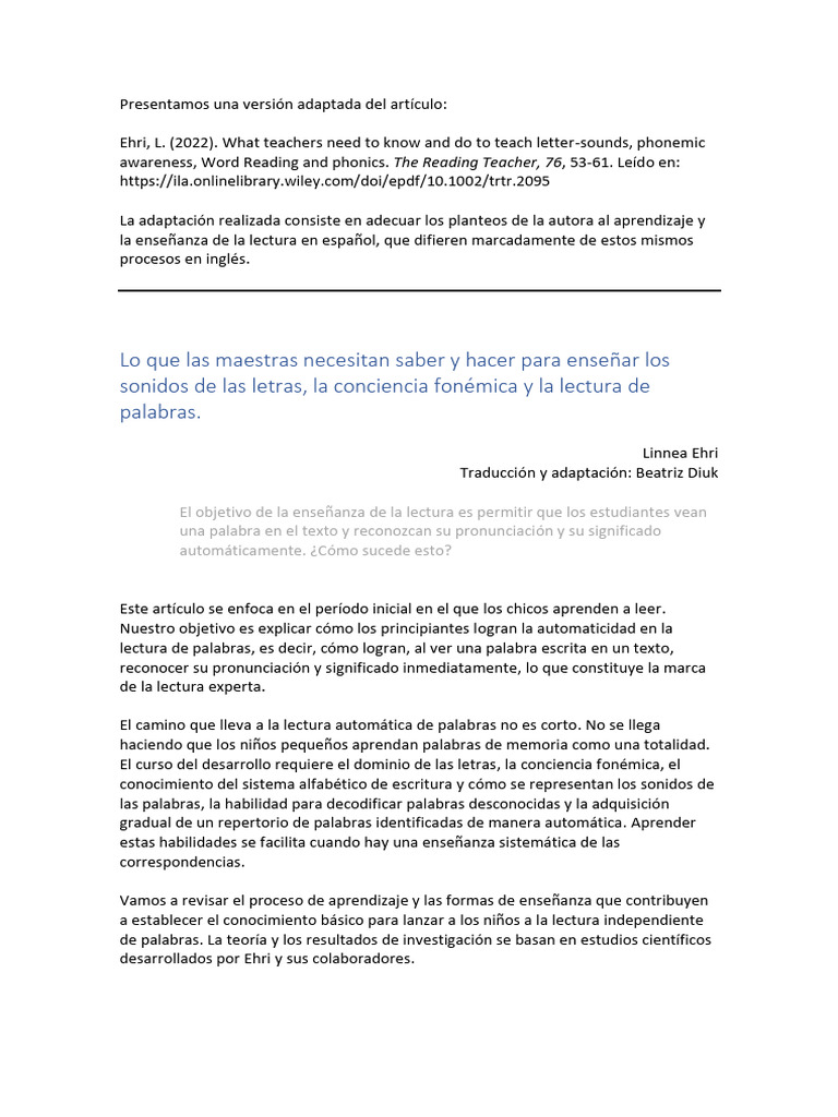 Ehri 2022 | PDF | Sílaba | Palabra