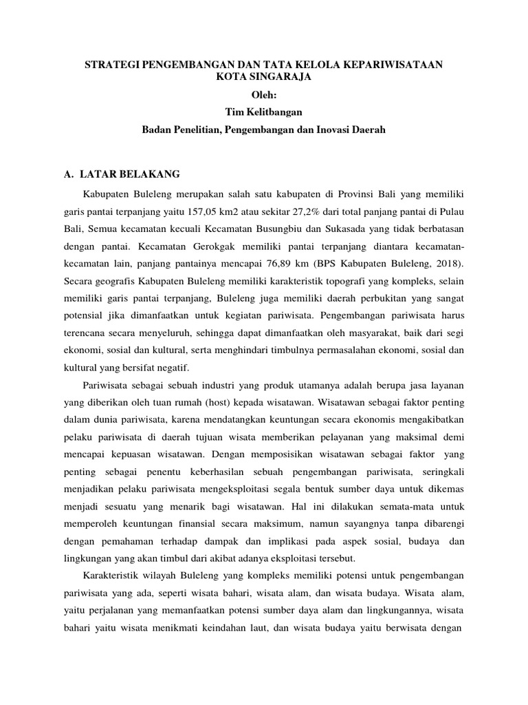 96 - Strategi Pengembangan Dan Tata Kelola Kepariwisataan Kota Singaraja | PDF | Seni