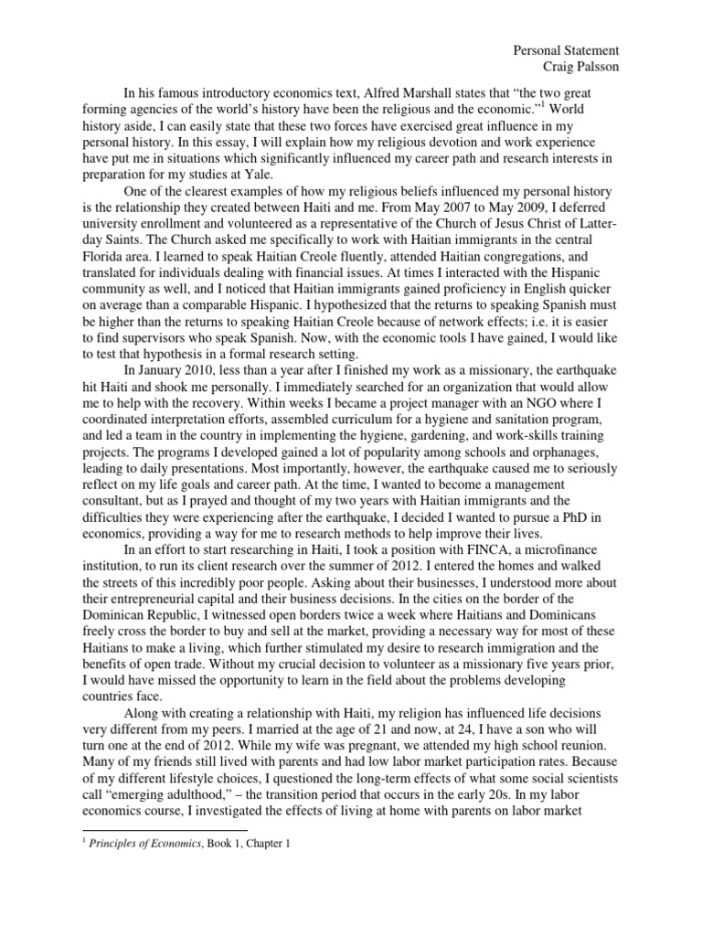 NSF Winning Personal Statement | PDF | Haiti | Economics