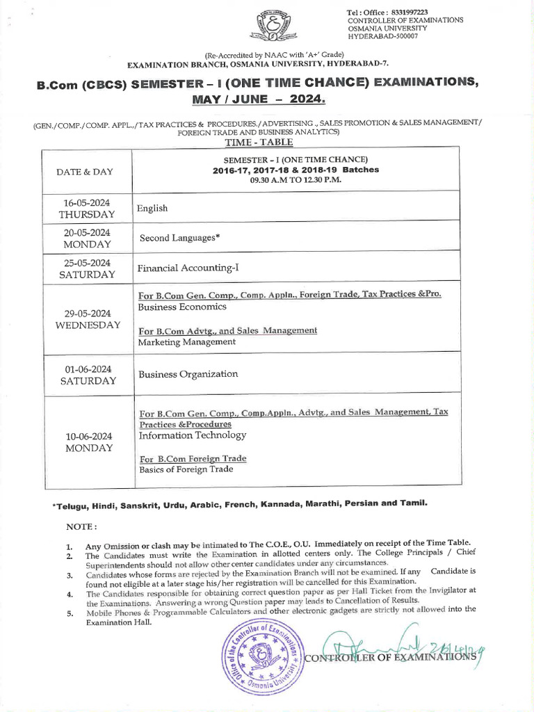 Exam Notifications | PDF