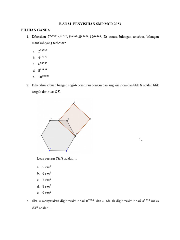 E-Soal Penyisihan SMP MCR 2023 | PDF | Metode & Bahan Ajar