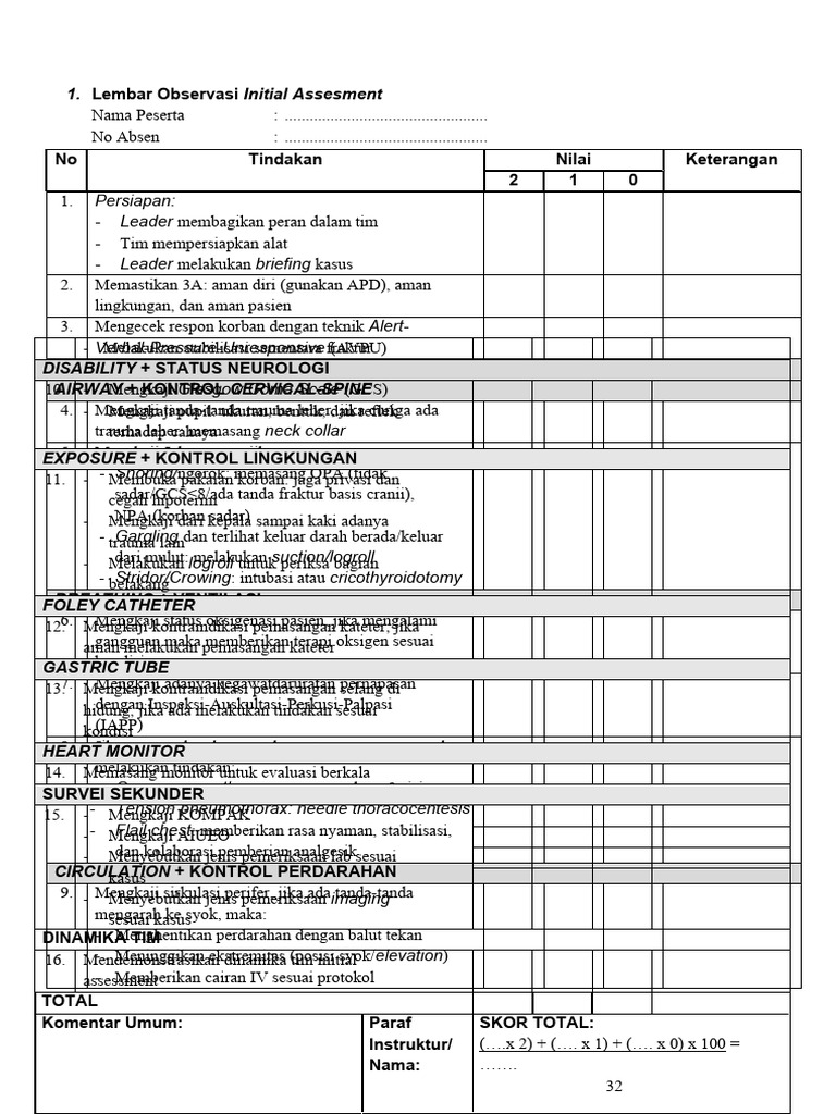 03.lembar Observasi Initial Assesment | PDF