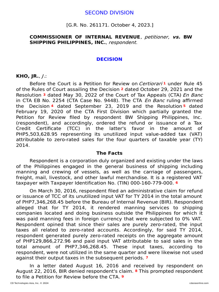 BW Shipping VAT Refund Case Summary | PDF | Value Added Tax | Economies