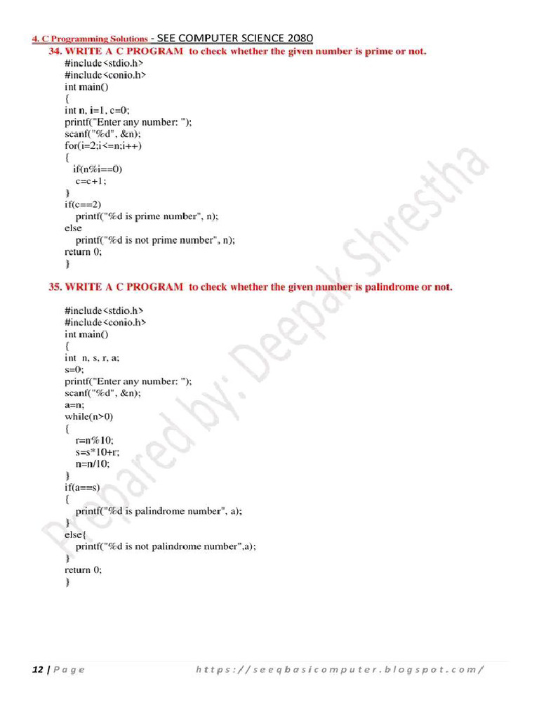 C Programming Solved Questions For - See Batch | PDF