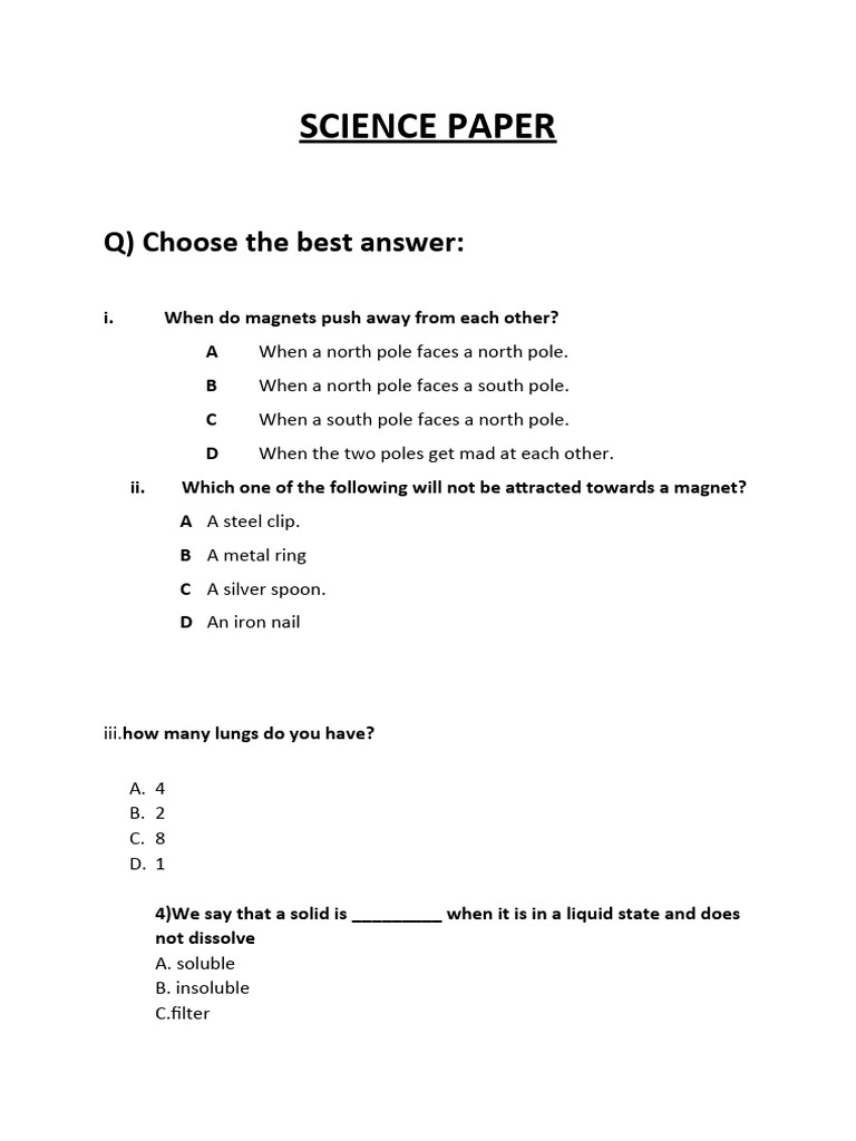 Science Paper | PDF | Magnet | Anatomy