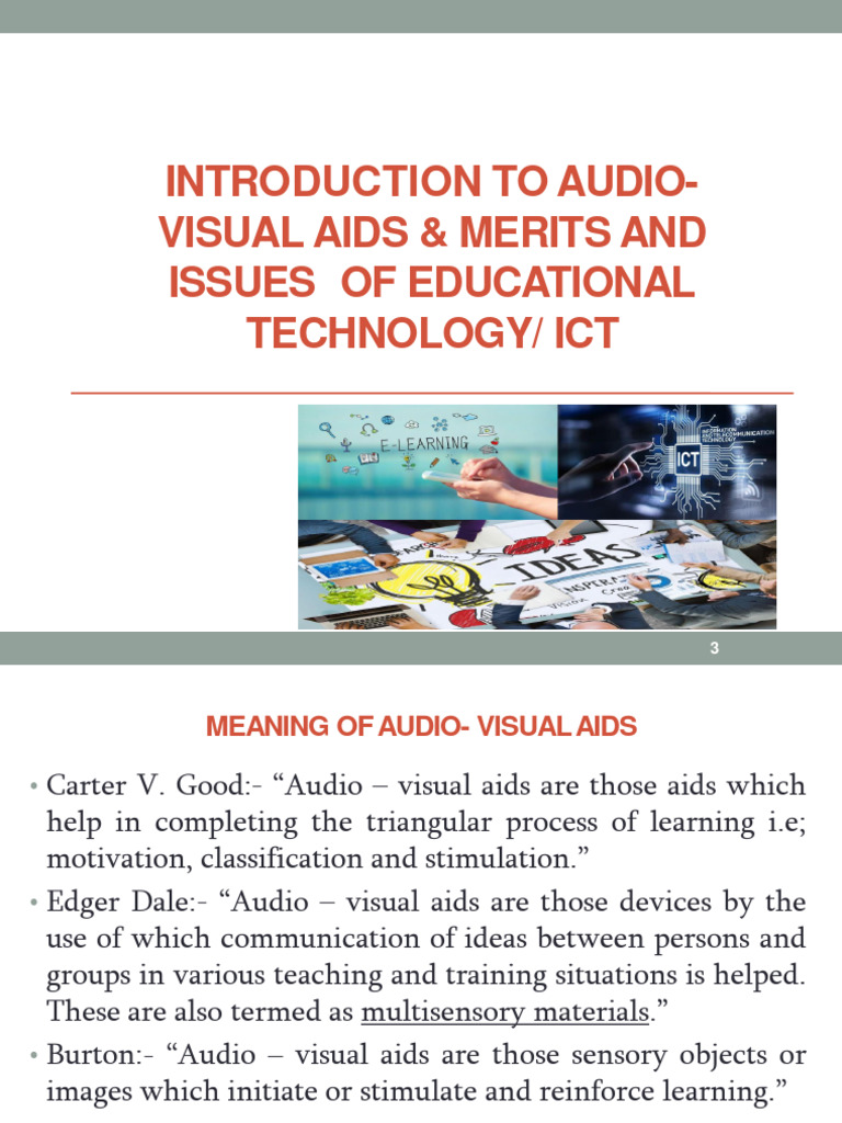 Audio Visual Aids Objectives Merits and Issues of Educational ...