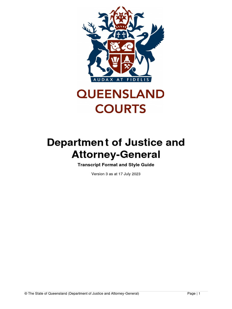 Guideline Transcript Format Style Guide | PDF | Judgment (Law) | Plea