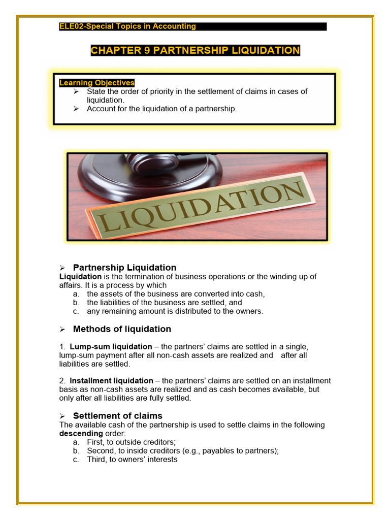 Partnership Liquidation Methods Explained | PDF | Finance & Money ...