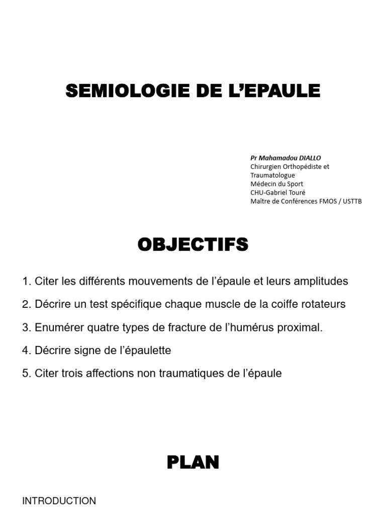 Signe de l'épaulette en traumatologie | PDF | Épaule | Appareil locomoteur