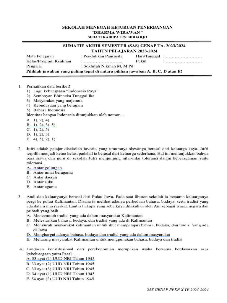 Jawab Sas PKN | PDF | Politik | Ilmu Sosial