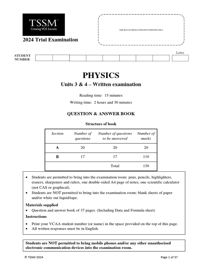 Physics 2024 Units 3&4 Trial Exam | PDF | Photoelectric Effect | Electron