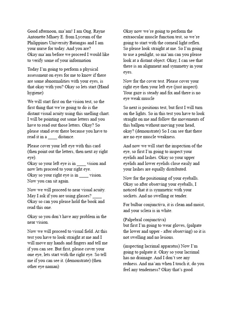 Script For Eyes | Download Free PDF | Eye | Face