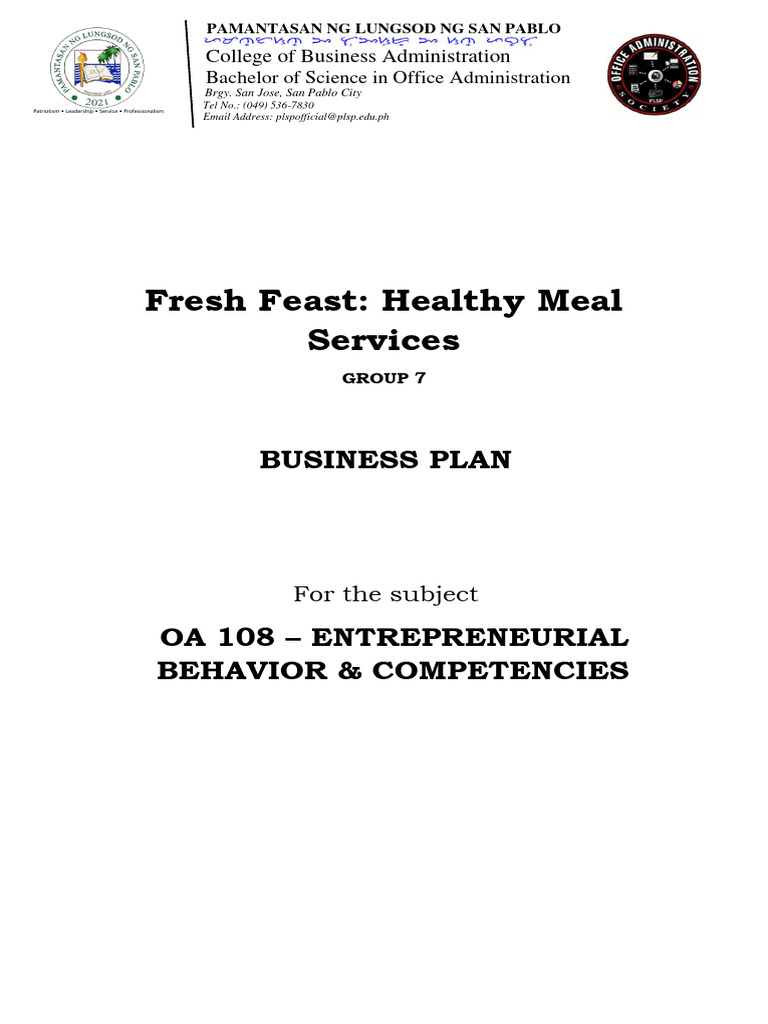 Gr.7 Entrep Business Plan Fresh Feast | PDF | Brand | Advertising