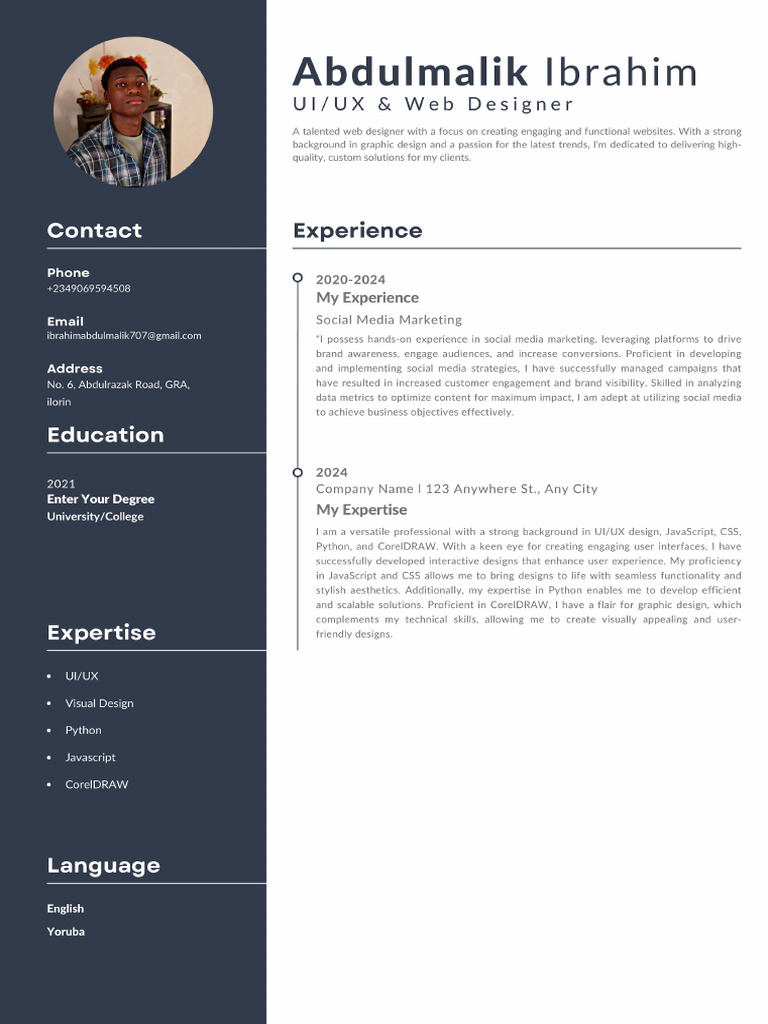 Black White Minimalist CV Resume | PDF