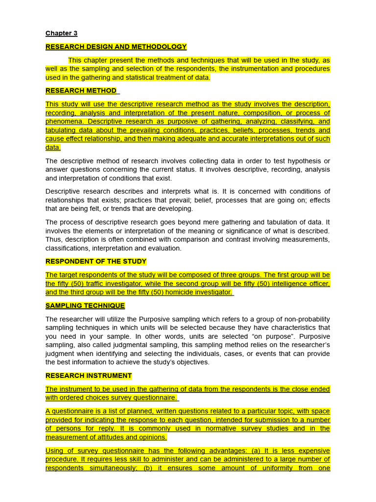 Chapter 3 Presentation | PDF | Survey Methodology | Methodology