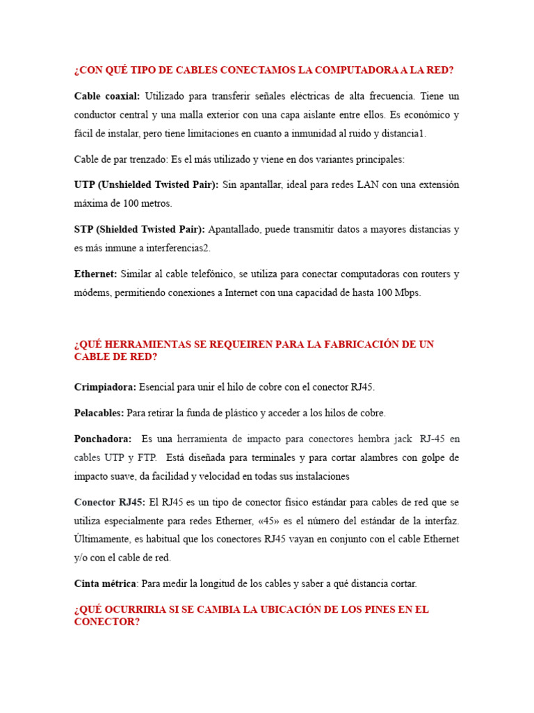 CON QUÉ TIPO DE CABLES CONECTAMOS LA COMPUTADORA A LA RED | Descargar ...