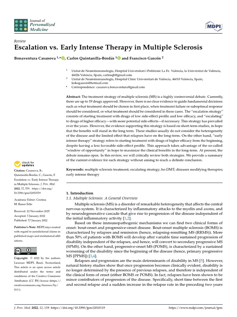 Escalation vs. Early Intense Therapy in Multiple Sclerosis ...