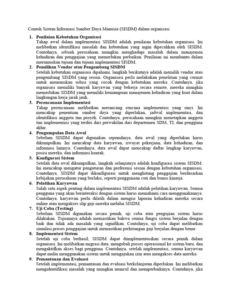 Contoh Sistem Informasi Sumber Daya Manusia | PDF | Bisnis