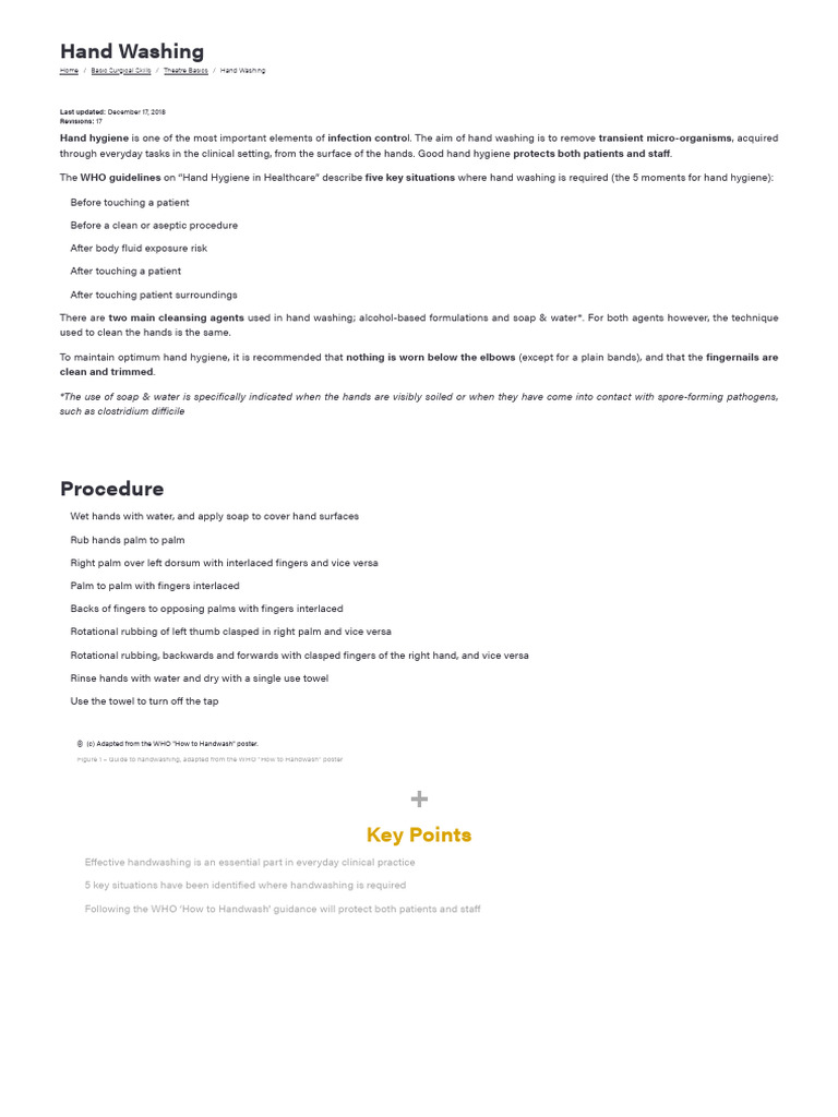Hand Washing - Importance - Proceedure - TeachMeSurgery | PDF | Hand ...