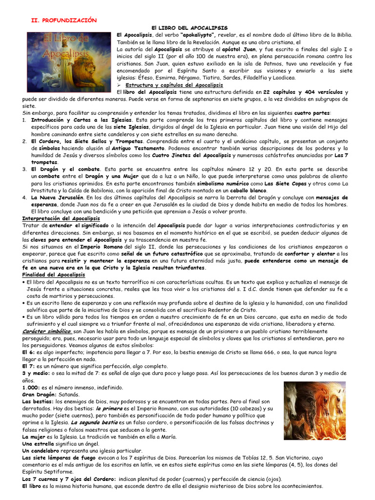 Sesión N°12 (4) El Apocalipsis | PDF | Libro de revelación | Juan el apóstol