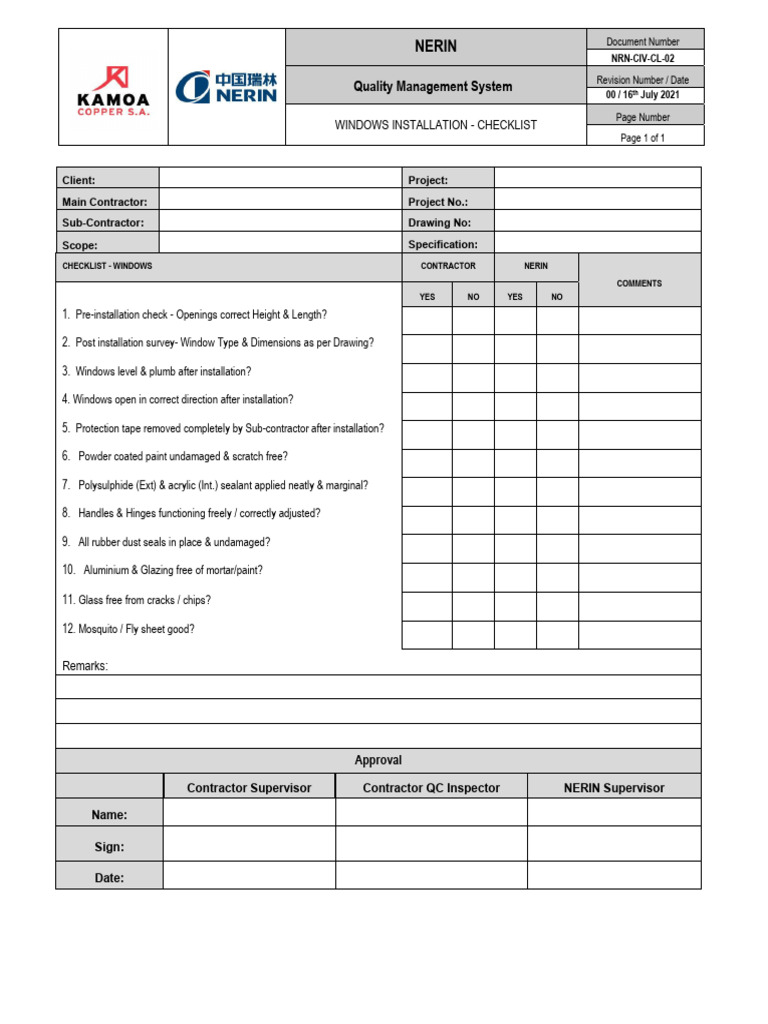Windows - Checklist | PDF | Window | Building Materials