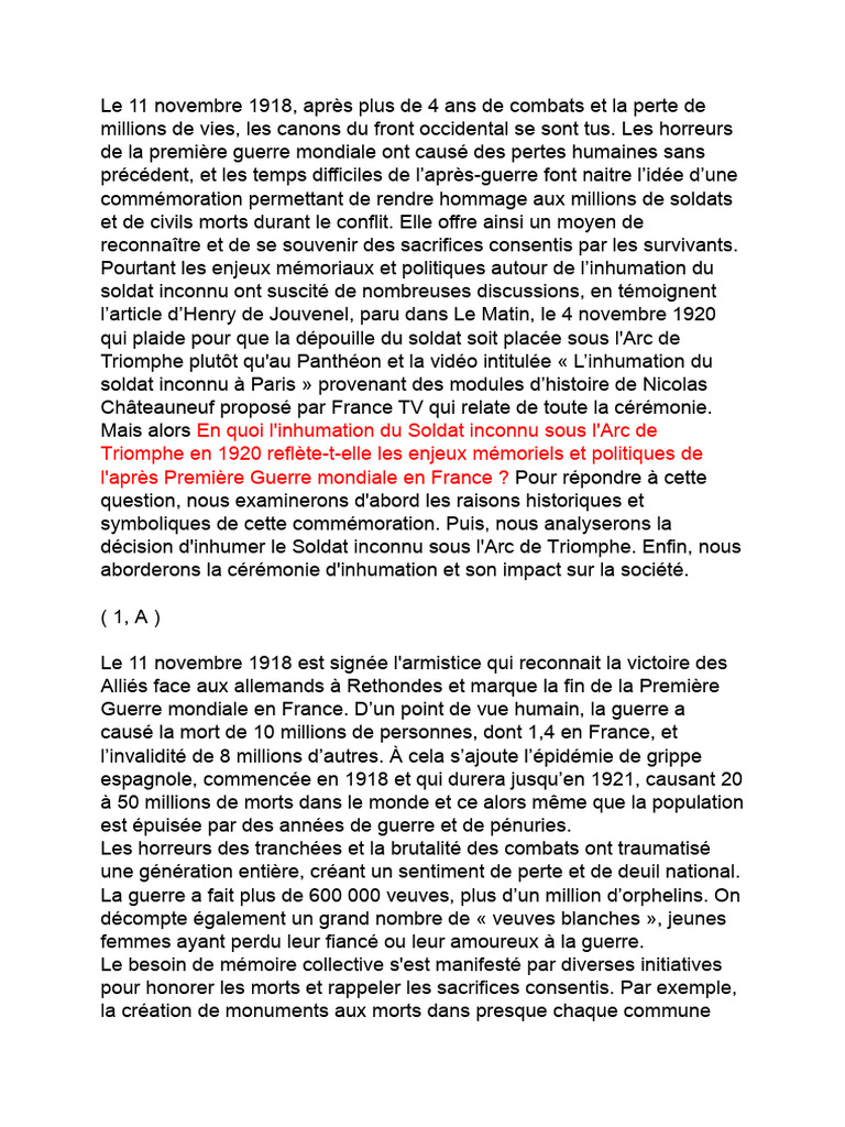 Expose Sur Le Soldat Inconnu | PDF