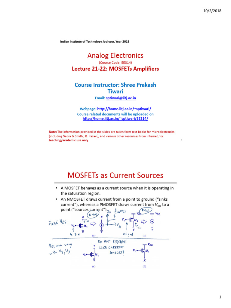 Lecture21 22 MOSFET Ampl | Download Free PDF | Mosfet | Amplifier
