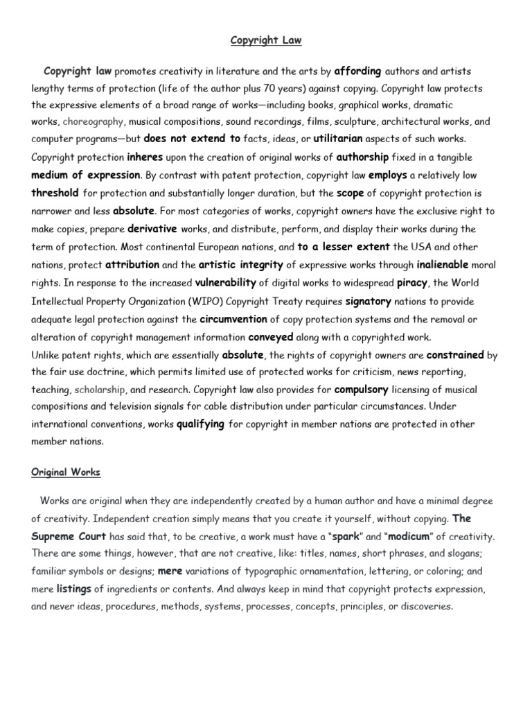 18 - Copyright Law+handout | PDF | Copyright | Civil Law (Common Law)