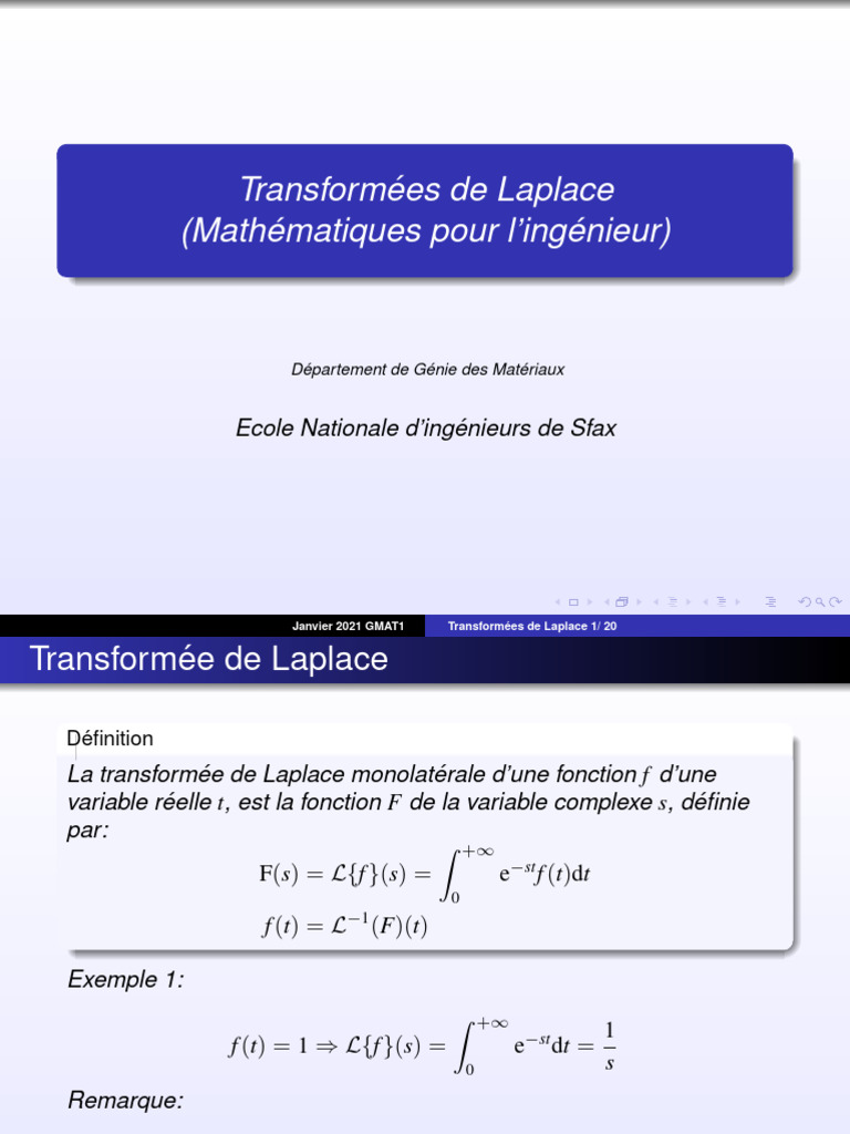 Introduction aux Transformées de Laplace | PDF | Transformation de ...