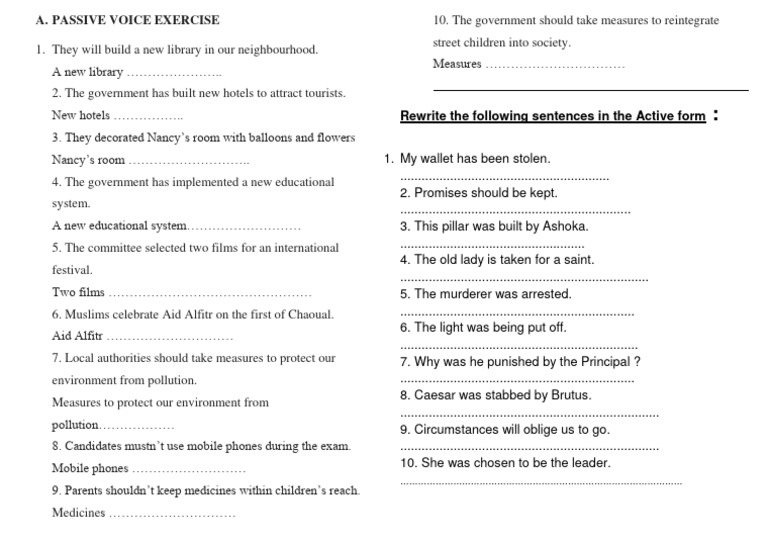 PASSIVE VOICE EXERCISE | PDF