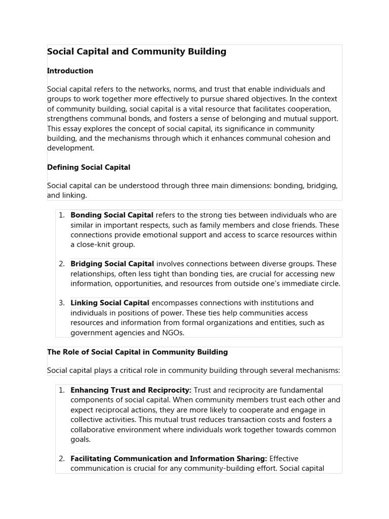 Social Capital and Community Building | PDF | Social Capital | Community