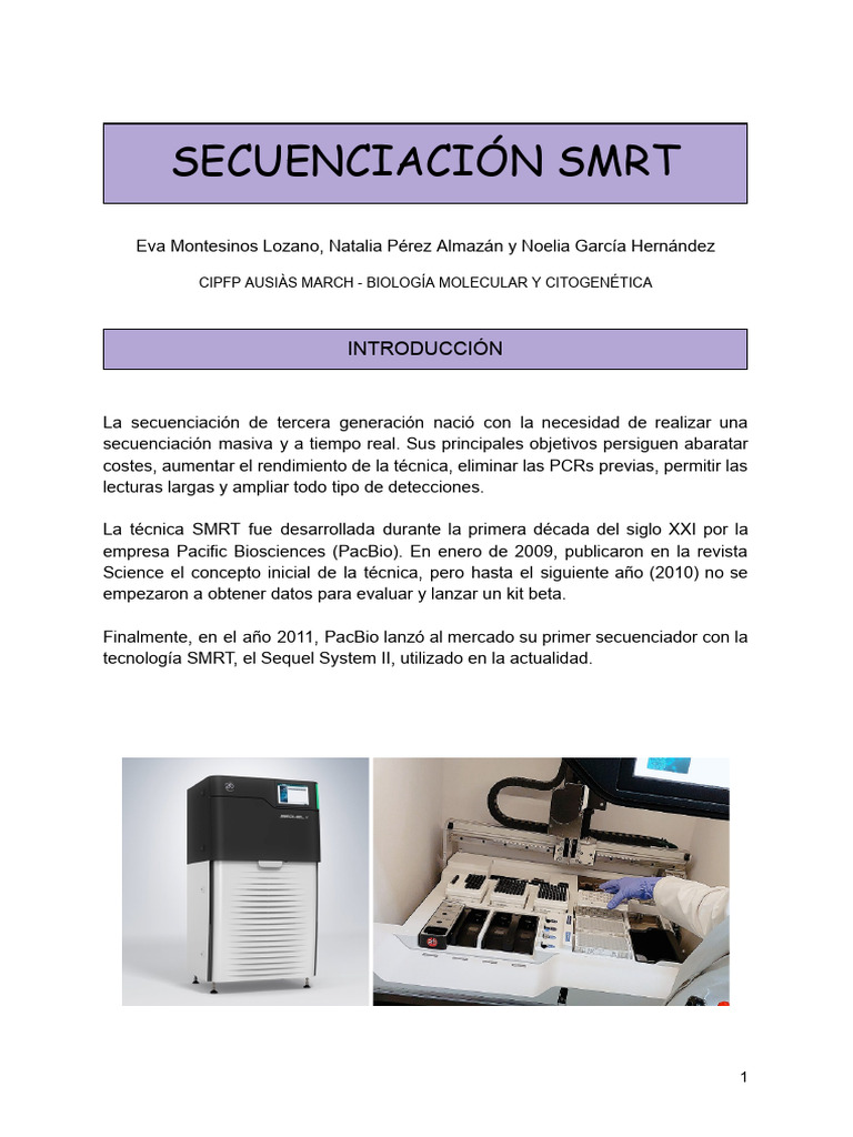 Secuenciación SMRT | PDF | Secuencia ADN | Adn
