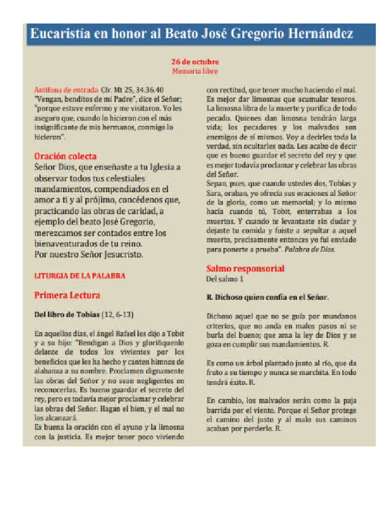 Memoria Del Beato JGH - Propio de La Misa | PDF