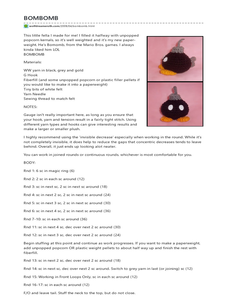 WolfDreamer BOMBOMB | PDF | Textiles | Textile Arts