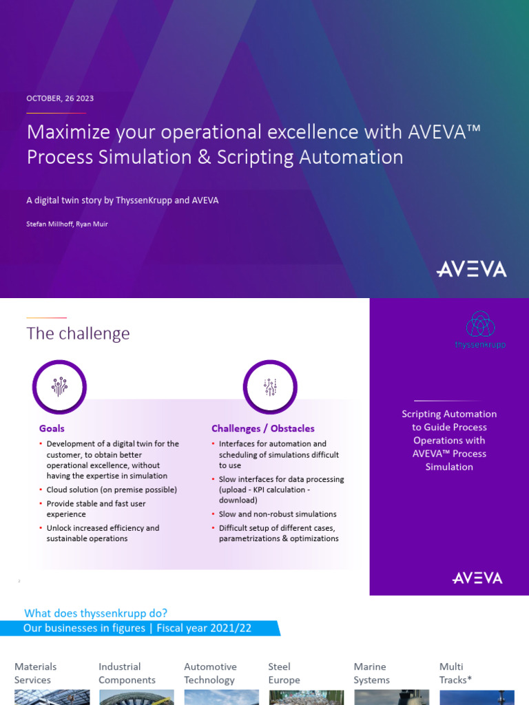 UC23NA 3PRI03 AVEVA Millhoff Maximize Your Operational Excellence | PDF | Simulation | Automation