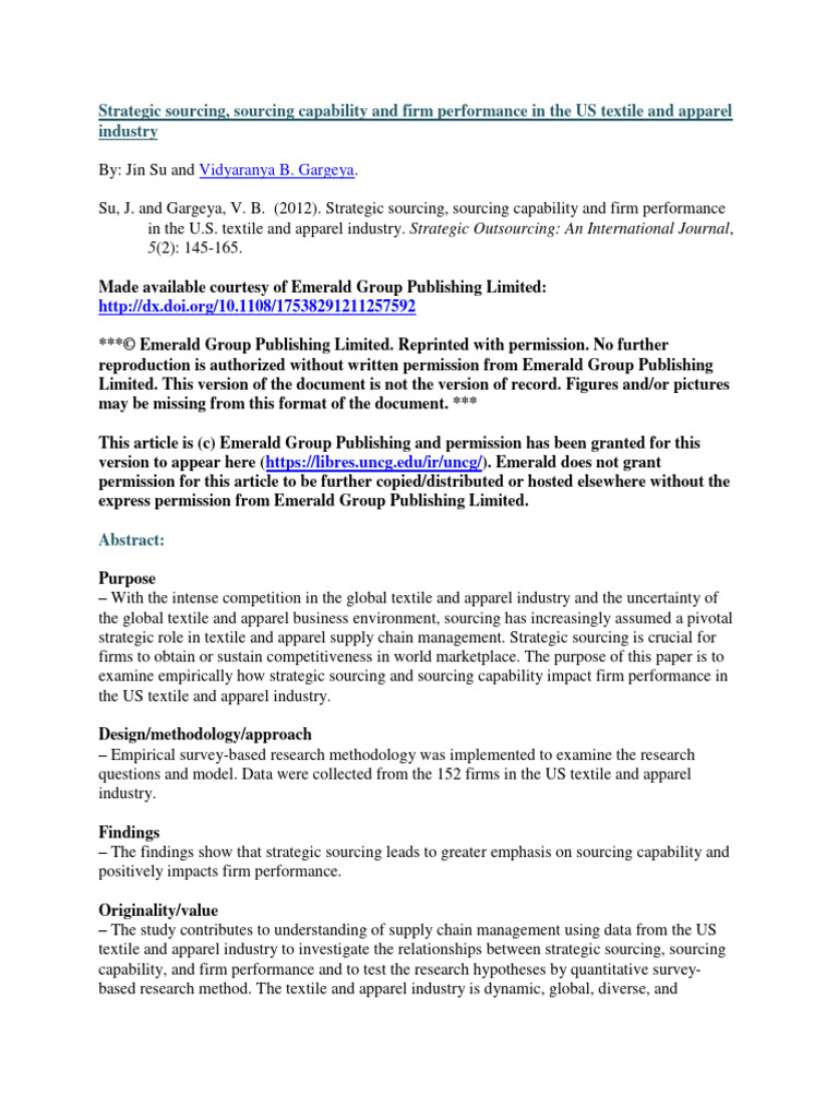 Strategic Sourcing Sourcing Capability A | Download Free PDF | Survey ...