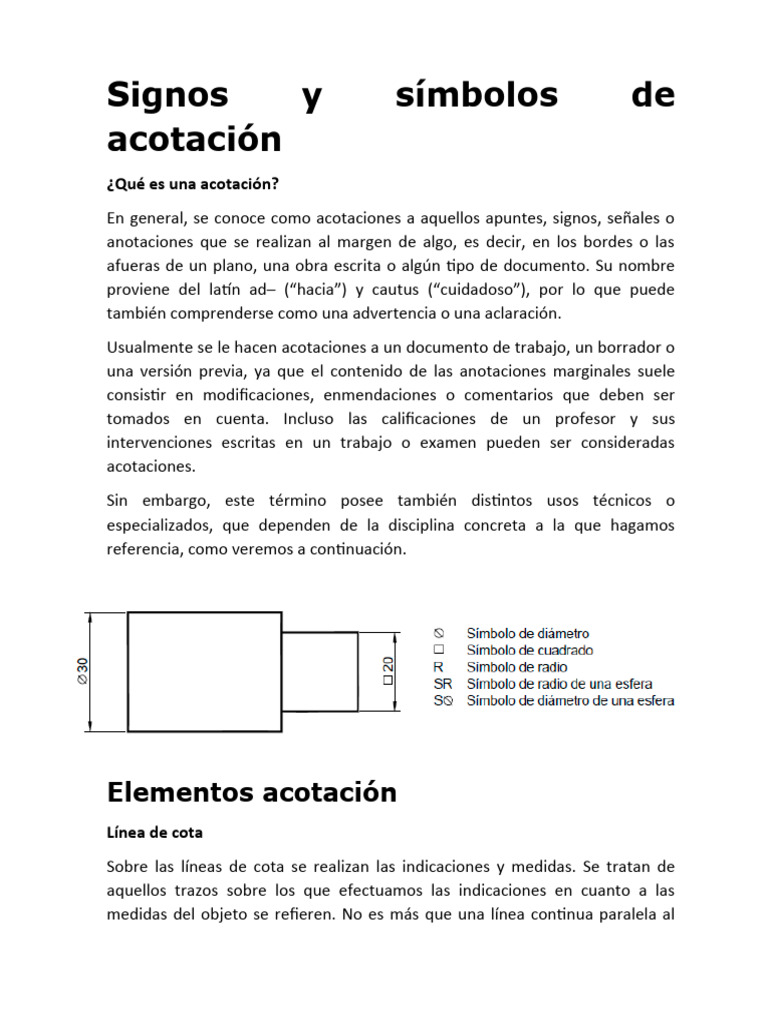 Signos y Símbolos de Acotación | PDF | Dibujo técnico | Dibujo