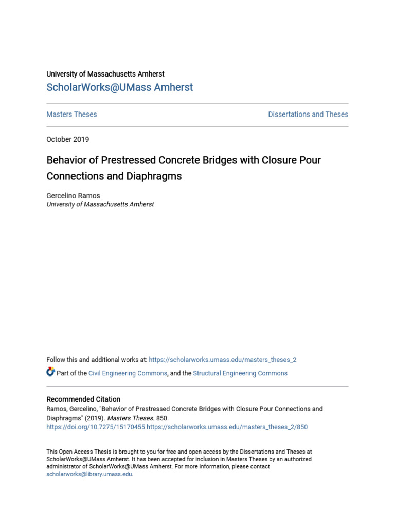 Behavior of Prestressed Concrete Bridges With Closure Pour Connec | PDF ...