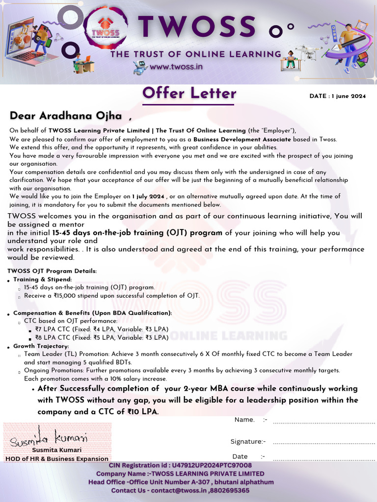 BDT Offer Letters - 6 PDF | PDF
