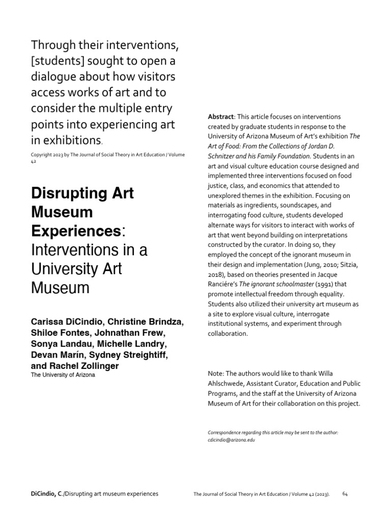 ARTICLE 5 - Disrupting Art Museum Experiences | PDF | Senses | Experience