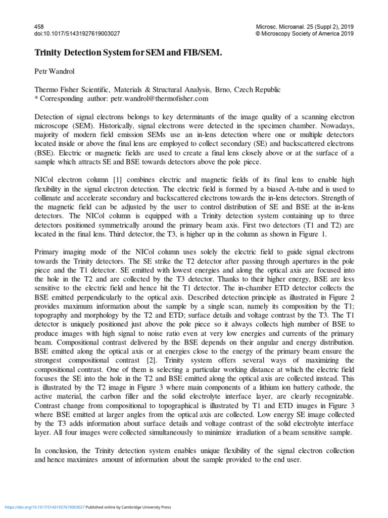 Trinity Detection System For Sem and Fibsem | PDF | Scanning Electron ...
